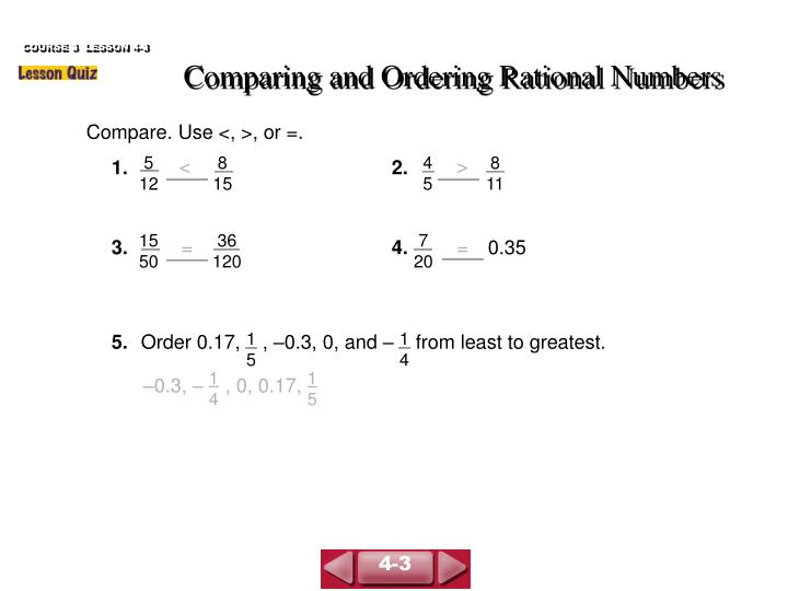 PPT - Comparing and Ordering Rational Numbers PowerPoint Presentation ...