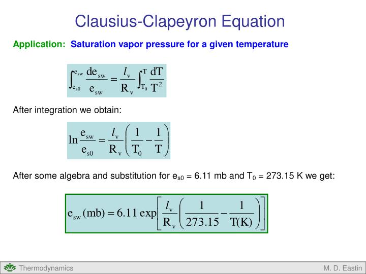 PPT - Clausius-Clapeyron Equation PowerPoint Presentation - ID:6798048