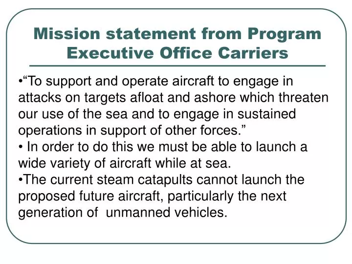 PPT - Mission statement from Program Executive Office Carriers ...