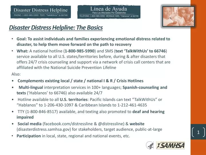 PPT - Disaster Distress Helpline: The Basics PowerPoint Presentation ...