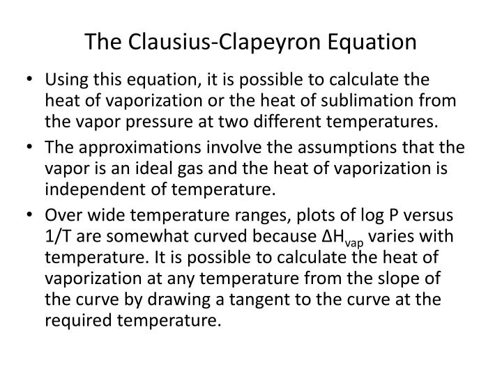 PPT - Useful Equations - The Clapeyron Equation PowerPoint Presentation ...