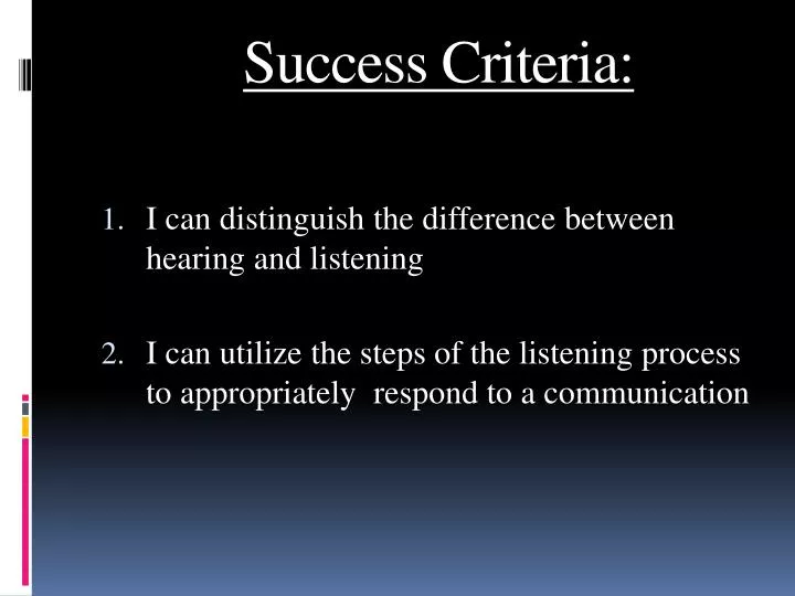 PPT - Success Criteria: PowerPoint Presentation, free download - ID:6803759