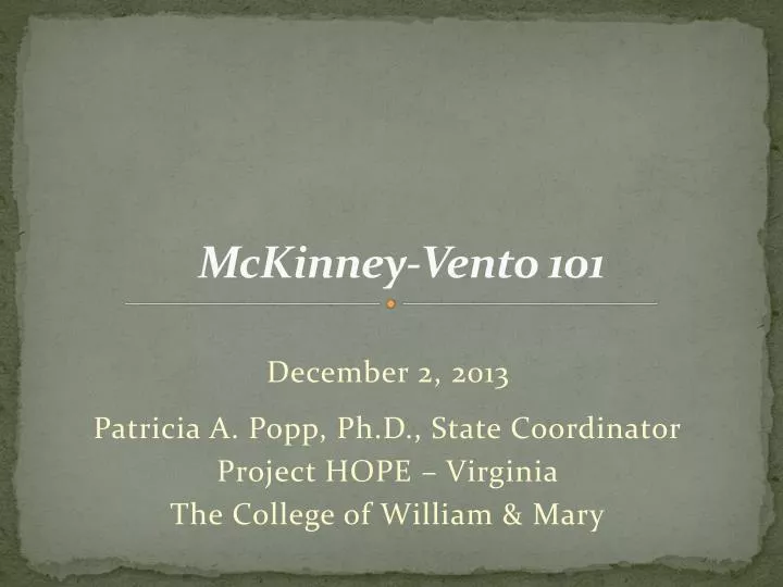 PPT - McKinney-Vento 101 PowerPoint Presentation, free download - ID ...