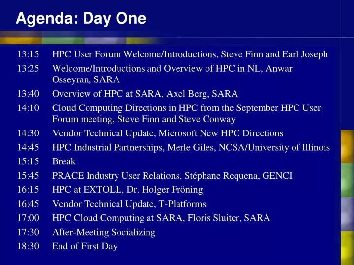 PPT - Agenda: Day One PowerPoint Presentation, free download - ID:6804912