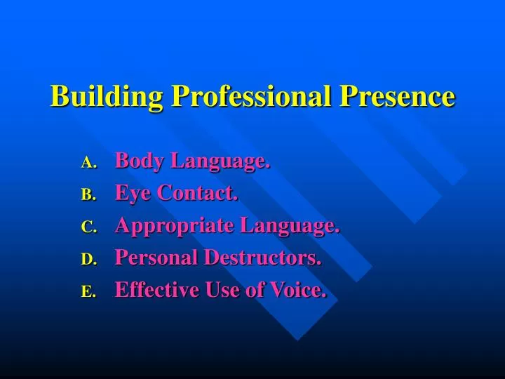PPT - Building Professional Presence PowerPoint Presentation, free ...