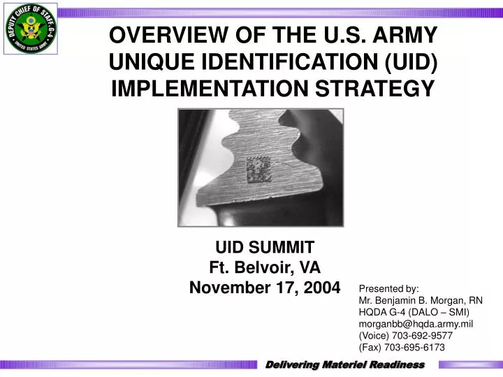 PPT - OVERVIEW OF THE U.S. ARMY UNIQUE IDENTIFICATION (UID ...