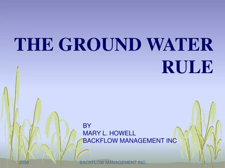 PPT - THE GROUND WATER RULE PowerPoint Presentation, free download - ID ...