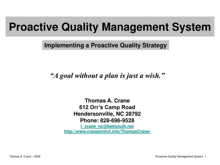 PPT - Proactive Quality Management System PowerPoint Presentation, free ...