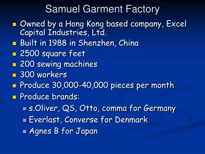 PPT - Samuel Garment Factory PowerPoint Presentation, free download ...