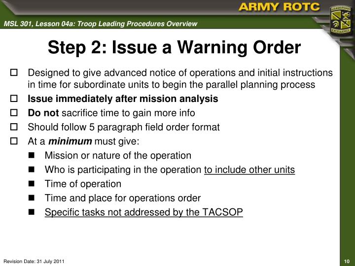 PPT - Troop Leading Procedures Overview PowerPoint Presentation - ID ...