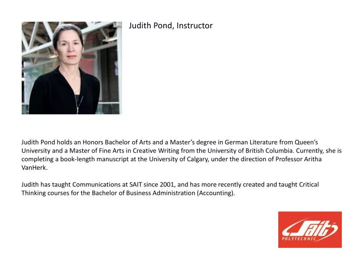 PPT - Judith Pond, Instructor PowerPoint Presentation, free download ...