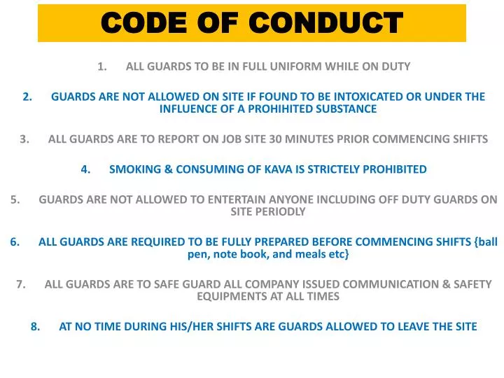 PPT - CODE OF CONDUCT PowerPoint Presentation, free download - ID:6817015