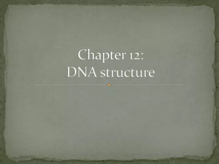 PPT - Chapter 12: DNA structure PowerPoint Presentation, free download ...