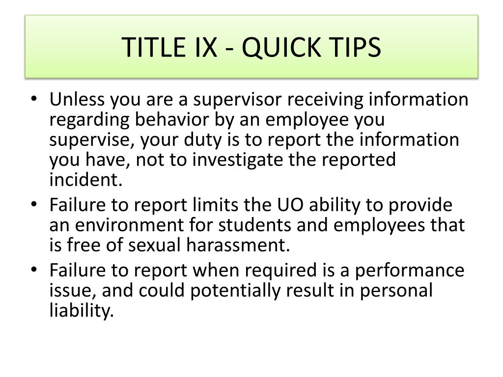 PPT - Title IX of the Education Amendments of 1972 provides that ...