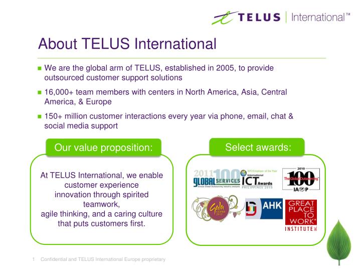 PPT - TELUS International Europe Global contact center outsourcing ...