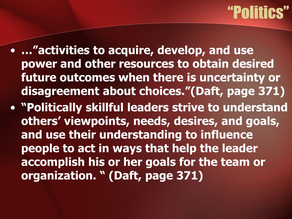 PPT - LEAD 402 Discussion Board 5 “Politics” PowerPoint Presentation ...