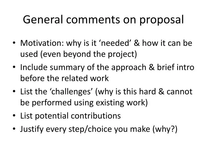 PPT - General comments on proposal PowerPoint Presentation, free ...