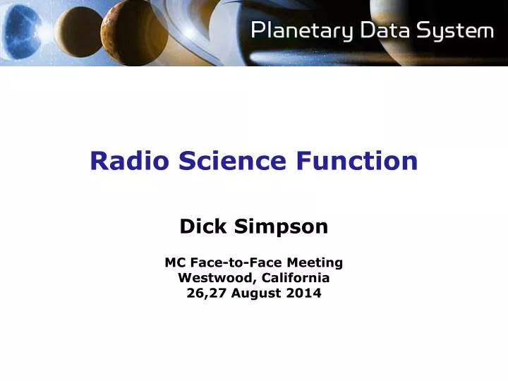 PPT - Radio Science Function PowerPoint Presentation, free download ...