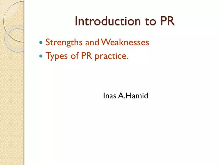 PPT - Introduction to PR PowerPoint Presentation, free download - ID ...