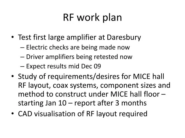 PPT - RF work plan PowerPoint Presentation, free download - ID:6824576