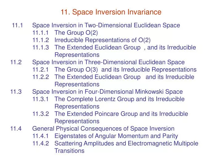 PPT - 11. Space Inversion Invariance PowerPoint Presentation, free ...