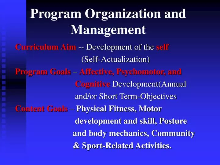 PPT - Program Organization and Management PowerPoint Presentation, free ...