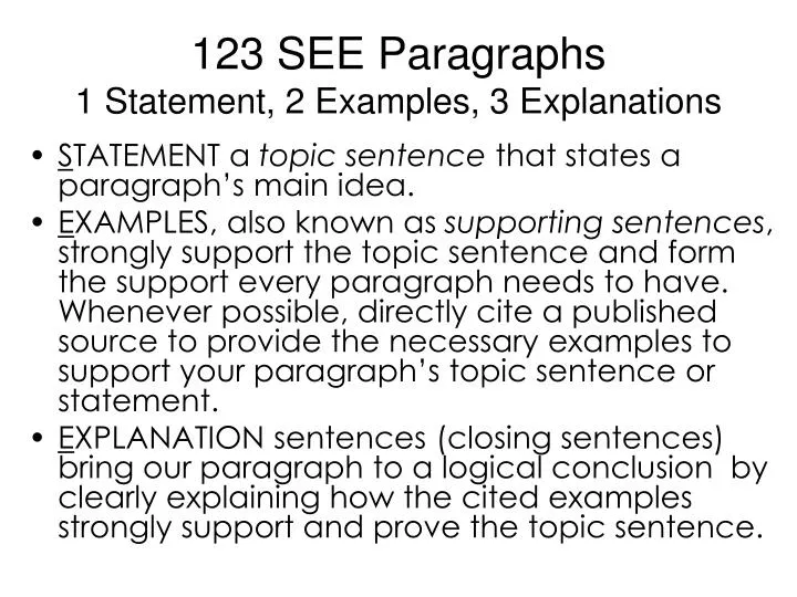 PPT - 123 SEE Paragraphs 1 Statement, 2 Examples, 3 Explanations ...