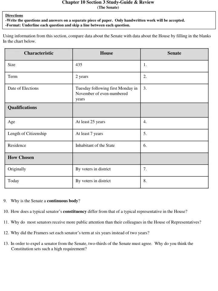 Chapter 10 Section 2 Quiz The House Of Representatives Answers House Poster