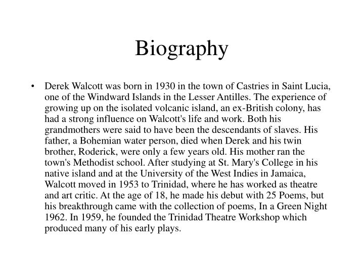 PPT - Derek Walcott PowerPoint Presentation - ID:6832606