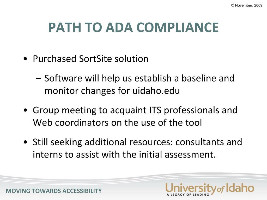 PPT - Web Site Accessibility March 23, 2009 Eric Harlen Section 508 ADA ...