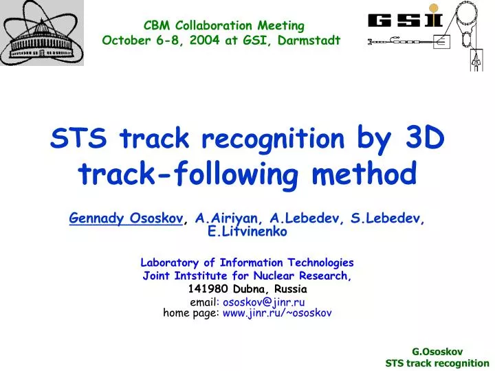 PPT - STS track recognition by 3D track-following method PowerPoint ...