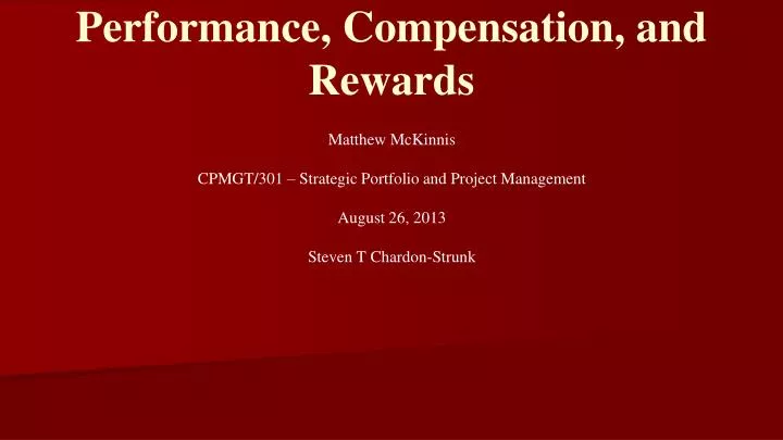 PPT - Performance, Compensation, and Rewards PowerPoint Presentation ...