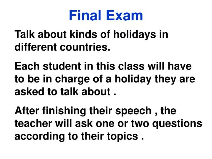 PPT - Final Exam PowerPoint Presentation, free download - ID:6834335