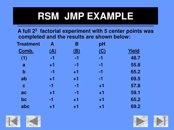 PPT - RSM JMP EXAMPLE PowerPoint Presentation, free download - ID:6834604