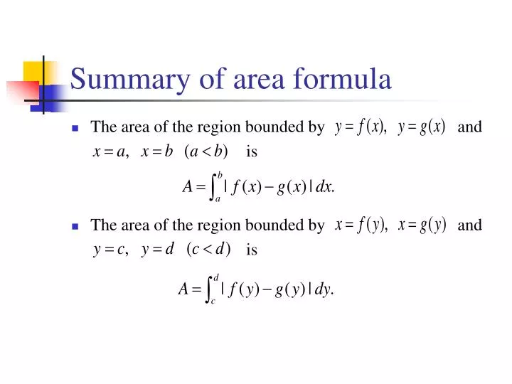 PPT - Summary of area formula PowerPoint Presentation, free download ...