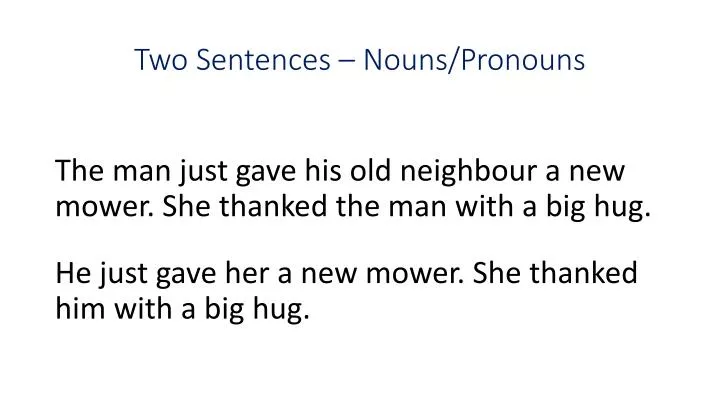 PPT - Two Sentences – Nouns/Pronouns PowerPoint Presentation, free ...