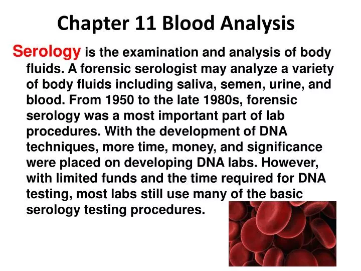 PPT - Chapter 11 Blood Analysis PowerPoint Presentation, free download ...