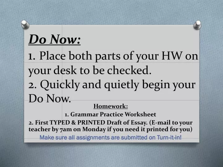 PPT - Homework: 1. Grammar Practice Worksheet PowerPoint Presentation ...