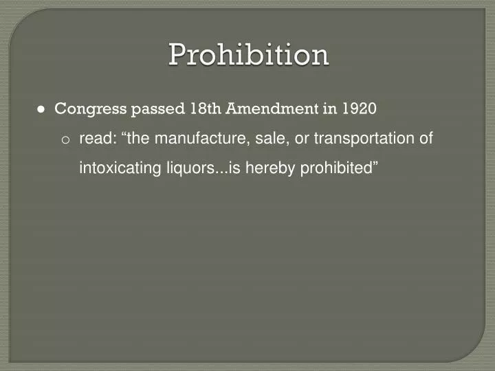 PPT - Prohibition PowerPoint Presentation, free download - ID:6846340