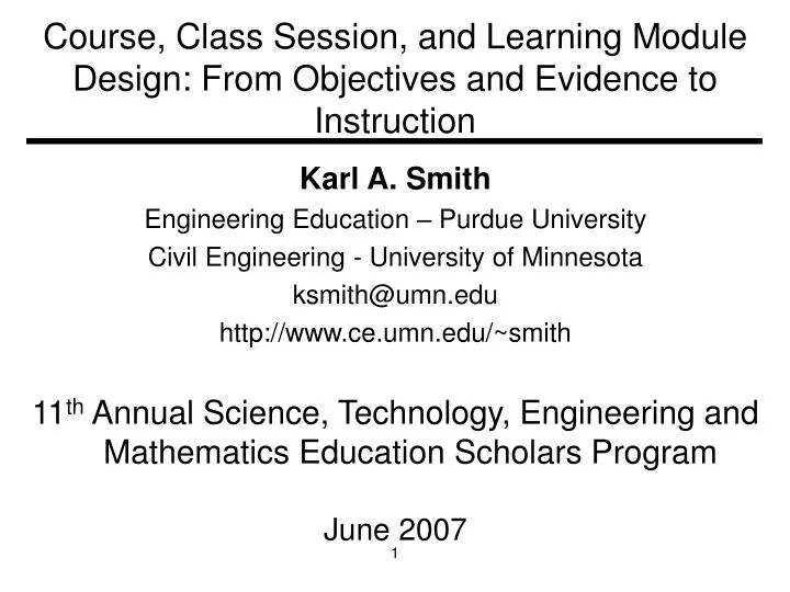 PPT - Course, Class Session, and Learning Module Design: From ...