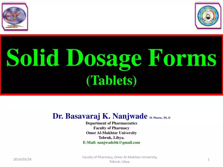 PPT - Solid Dosage Forms (Tablets) PowerPoint Presentation, free ...