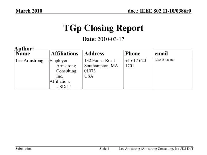 PPT - TGp Closing Report PowerPoint Presentation, free download - ID ...