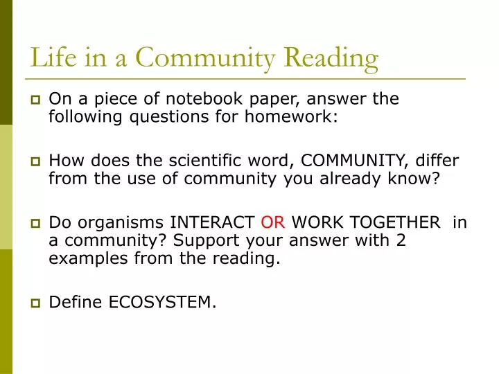 PPT - Life in a Community Reading PowerPoint Presentation, free ...