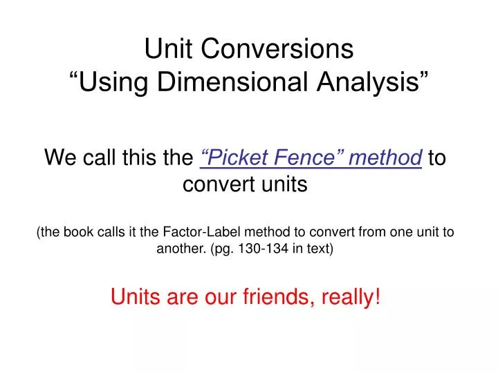PPT Unit Conversions Using Dimensional Analysis PowerPoint 