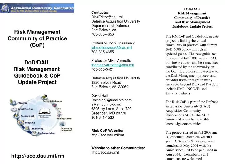 PPT - Contacts: RiskEditor@dau.mil Defense Acquisition University ...