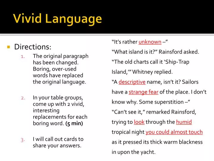 PPT - Vivid Language PowerPoint Presentation, free download - ID:6854416