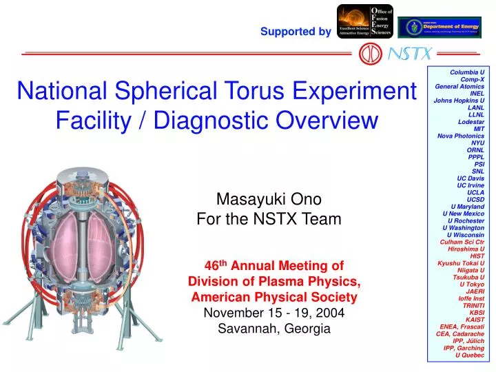 PPT - National Spherical Torus Experiment Facility / Diagnostic ...