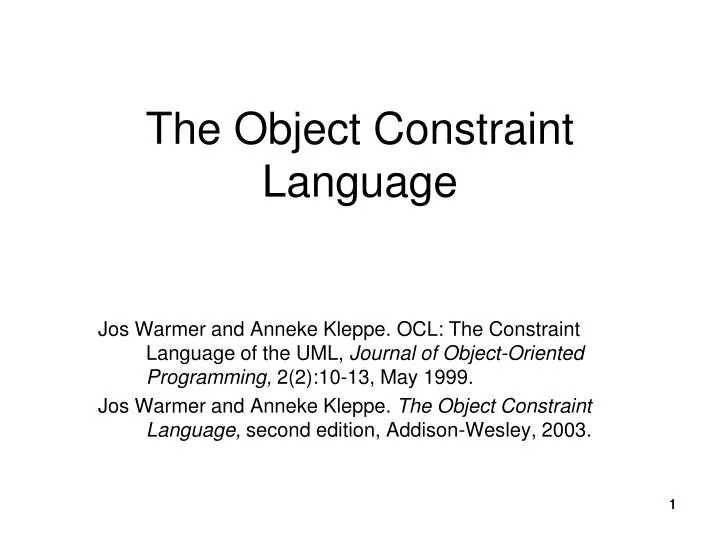 PPT - The Object Constraint Language PowerPoint Presentation, free download - ID:6863434