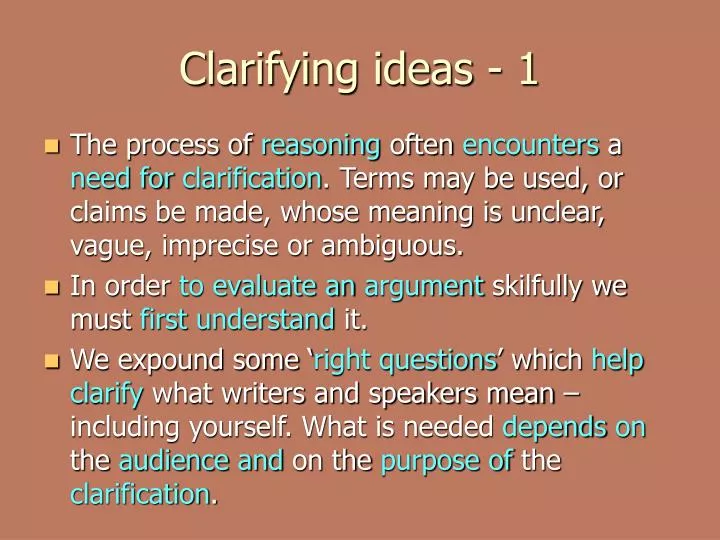 PPT - Clarifying ideas - 1 PowerPoint Presentation, free download - ID ...