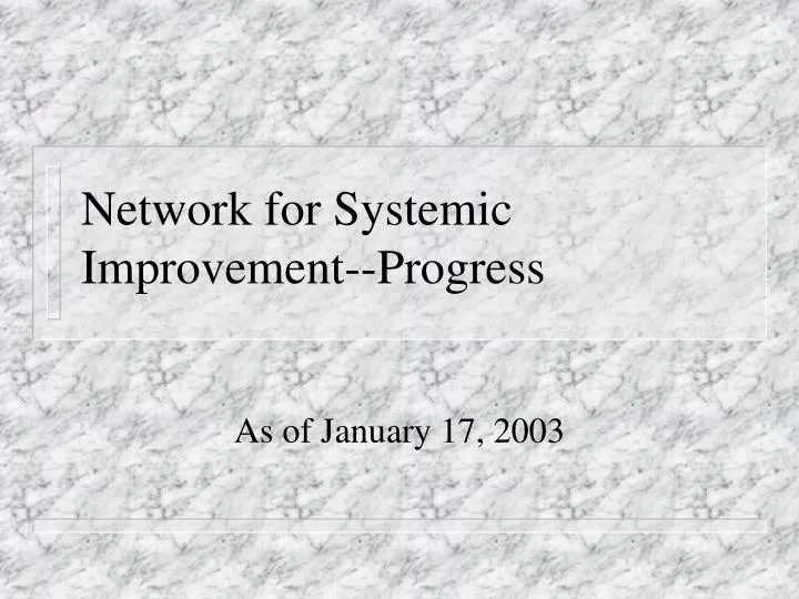 PPT - Network for Systemic Improvement--Progress PowerPoint ...
